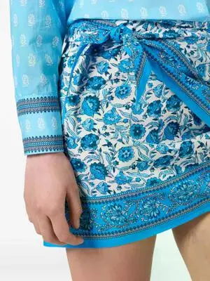 MC2 SAINT BARTH Angie Pareo Floral Batik Print Wrap Skirt