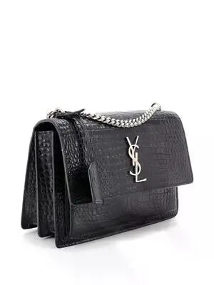 Saint Laurent Sunset Crocodile Embossed Leather Medium Crossbody Bag