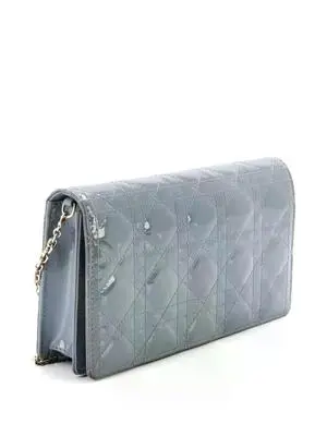 Dior Lady Chain Pouch Cannage Quilt Patent Crossbody Bag - Blue