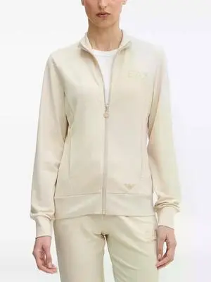 EA7 Logo Detail Zip-up Sweatshirt - Neutrals