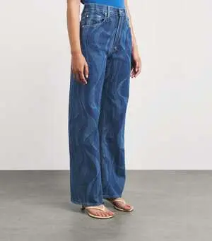 MOTHER The Lasso Sneak Barrel-leg Jeans With Psychedelic Print