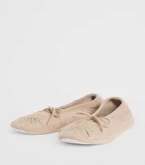 WILLIAM SHARP Cashmere Dolly Slippers With Crystal Embellishment
