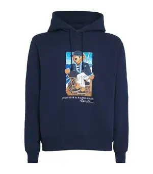 Polo Ralph Lauren Hoodie With Polo Bear Graphic - Navy