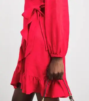 Heidi Klein Linen Ruffle Wrap Mini Dress