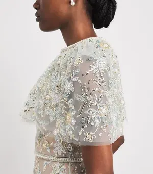 SELF-PORTRAIT Crystal Embellished Cape Maxi Dress