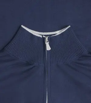 Eleventy Merino Wool Double-zip Cardigan - Navy