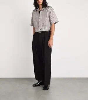 Amiri Silk Stripe Script Shirt - Brown