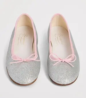 Bonpoint Leather Glittered Ballet Flats - Silver