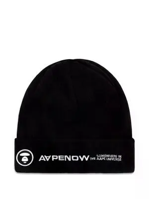 AAPE BY *A BATHING APE Logo-detail Beanie Hat - Black