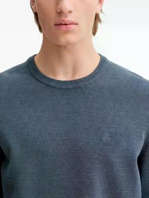 Marc O'polo Crewneck Sweater With Embroidered Logo - Blue