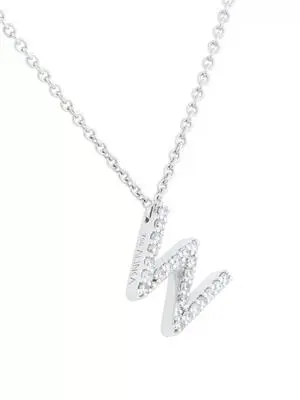 ALINKA 18kt White Gold Diamond 'w' Initial Pendant Necklace - Metallic