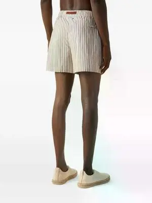 Zegna Striped Swim Shorts Neutrals