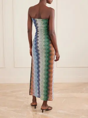 Missoni Strapless Metallic Chevron Crochet-knit Maxi Cover-up