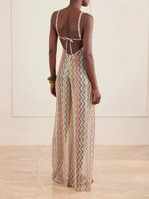 Missoni Striped Metallic Crochet-knit Coverup