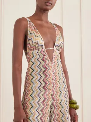 Missoni Striped Metallic Crochet-knit Coverup
