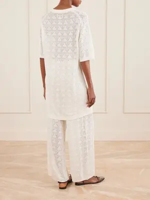 Loulou De Saison Armas Pointelle-knit Mini Shirt Dress