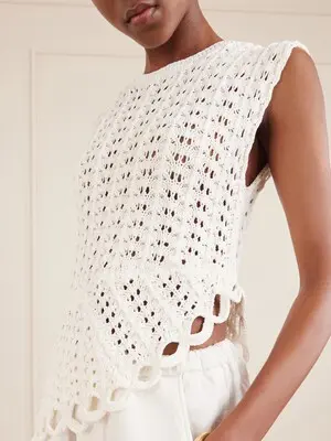 Loulou De Saison Saez Crocheted Top - Neutrals