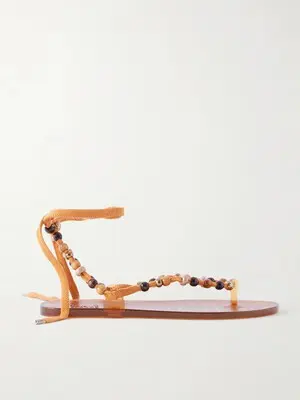 ANCIENT GREEK SANDALS Esther Bead-embellished Jelly Thong Sandals - Brown