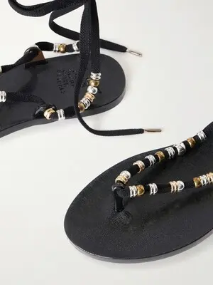 ANCIENT GREEK SANDALS Esther Bead-embellished Jelly Thong Sandals - Black