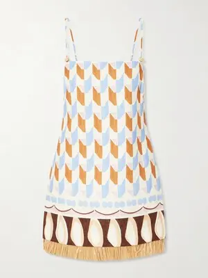 Cara Cara Valencia Printed Fringed Linen Mini Dress - Multi