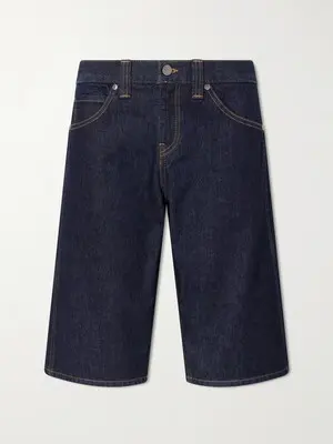 Khaite Kinga Mid-rise Straight-leg Shorts In Benson Wash Denim