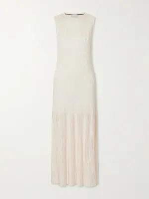 Veronica De Piante Gabby Ribbed-knit Jersey Maxi Dress - Neutrals