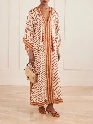 Johanna Ortiz The Secret Of The Sun Printed Cotton Kaftan - Brown
