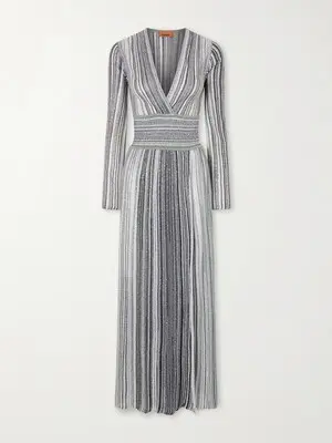 Missoni Striped Sequin-embellished Metallic Crochet-knit Maxi Dress - Black