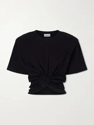Magda Butrym Gathered Ribbed T-shirt - Black