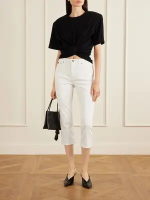 Magda Butrym Gathered Ribbed T-shirt - Black