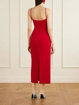 Magda Butrym Floral Appliquéd Wool-blend Crepe Midi Dress