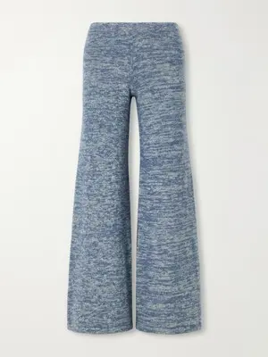 THE ELDER STATESMAN Nimbus Knitted Cashmere And Silk-blend Wide-leg Trousers - Blue
