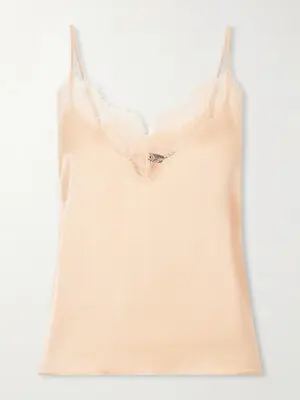 ANINE BING Mael Lace-trimmed Silk-blend Blouse - Pink