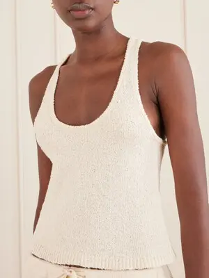 Suzie Kondi Tia Cotton-bouclé Racerback Tank Top - Neutrals