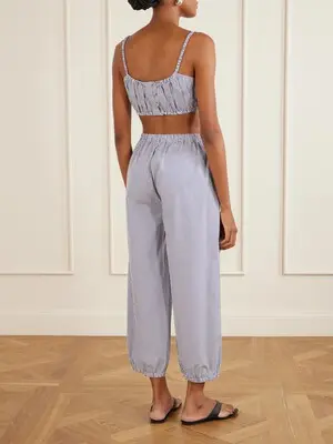 Suzie Kondi Striped Cotton-poplin Balloon Trousers - Blue