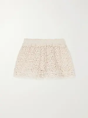 Suzie Kondi Cotton Lace Detail Pull-on Shorts - Neutrals