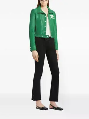 COURREGES Vinyl-effect Cropped Jacket - Green