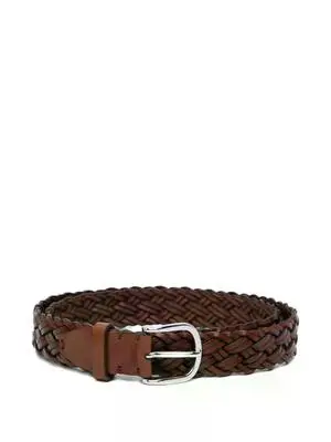 Brioni Woven Leather Belt - Brown