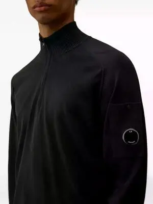 C.P. COMPANY Lens Detail Quarter-zip Sweater - Black