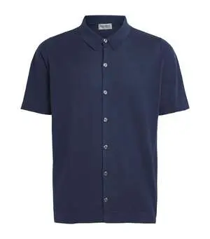 John Smedley Merino Wool Polo Shirt - Navy