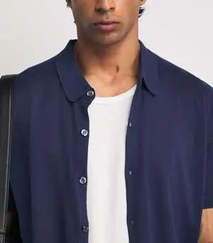 John Smedley Merino Wool Polo Shirt - Navy