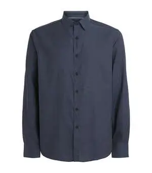 Canali Cotton Herringbone Shirt - Navy