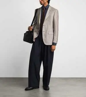 Canali Cotton Herringbone Shirt - Navy