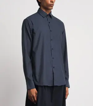 Canali Cotton Herringbone Shirt - Navy