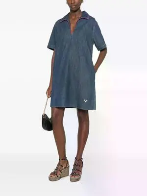 Valentino Garavani Vlogo Signature Denim Mini Dress - Blue