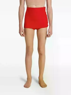 ROT Button-fastening Pin-up Shorts - Red