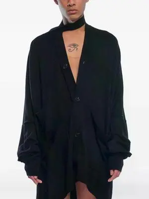 ROT Oversized Cardigan With Detachable Collar - Black