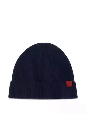 Kiton Ribbed Knit Beanie Hat - Blue