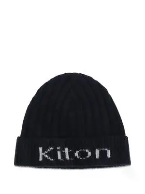 Kiton Ribbed Knit Cashmere Beanie Hat - Blue