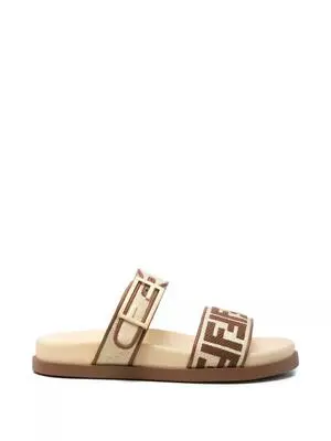 Fendi Ff Logo Buckle Sandals - Neutrals